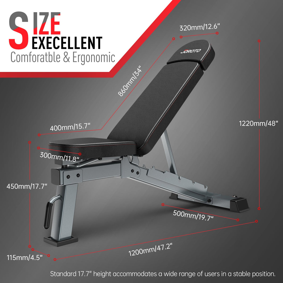 JOROTO MD80 - Elite Adjustable Weight Bench